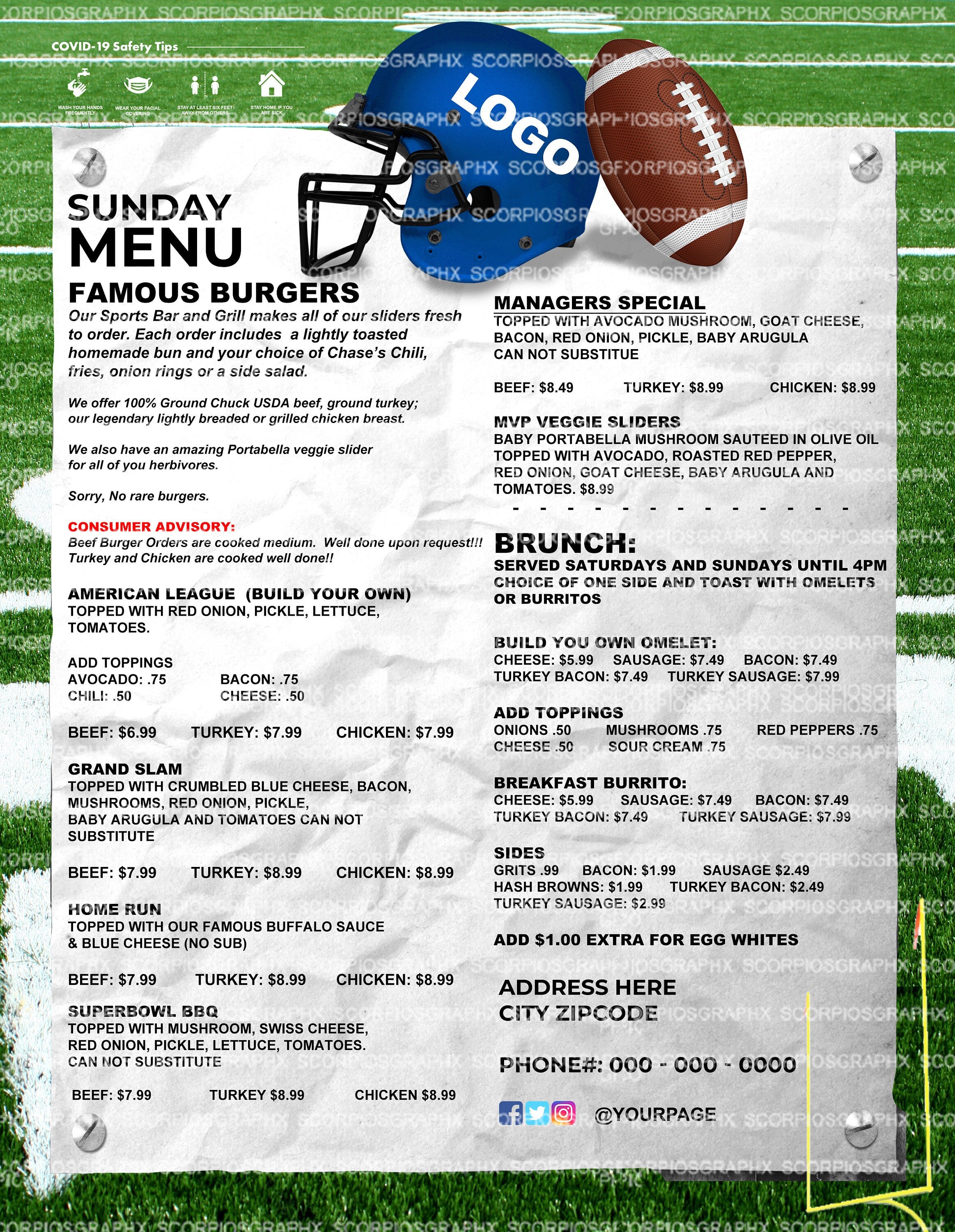 Printable Football Menu Template, Football Photoshop Flyer, Bar Menu ...