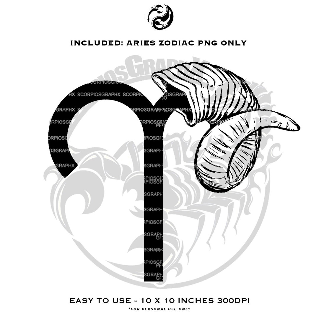 Aries Zodiac Symbol PNG, Detailed White Outline (digital Download) - Etsy
