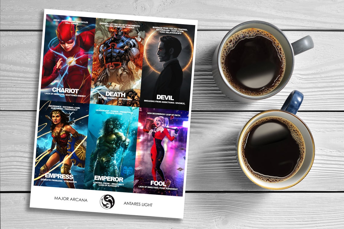 Dc Comics Tarot Cards, Superhero Tarot Deck, Printable Tarot Cards, DIY ...