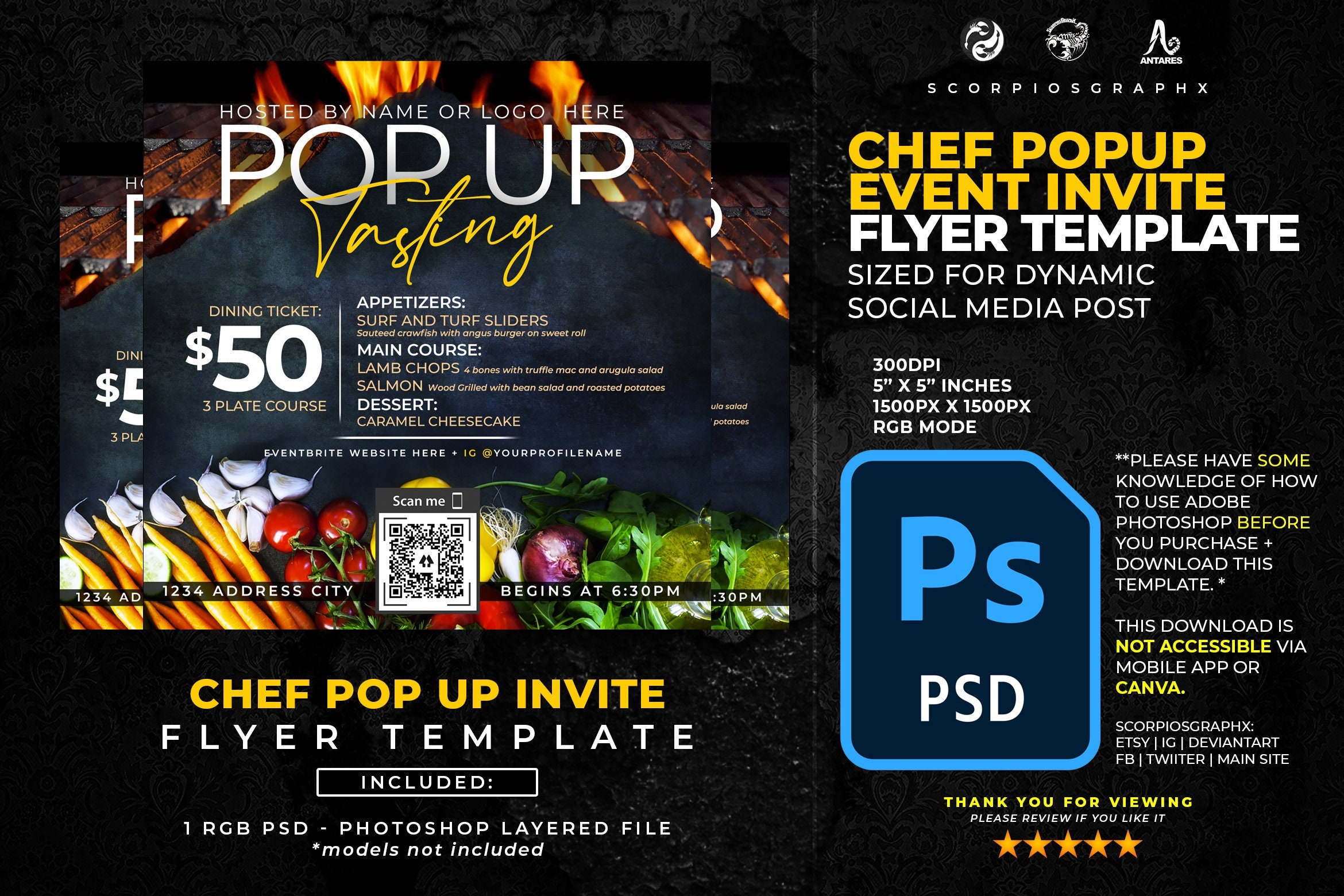 Popup Shop Flyer, Chef Pop Up, Food Tasting Flyer, Chef Menu Flyer ...