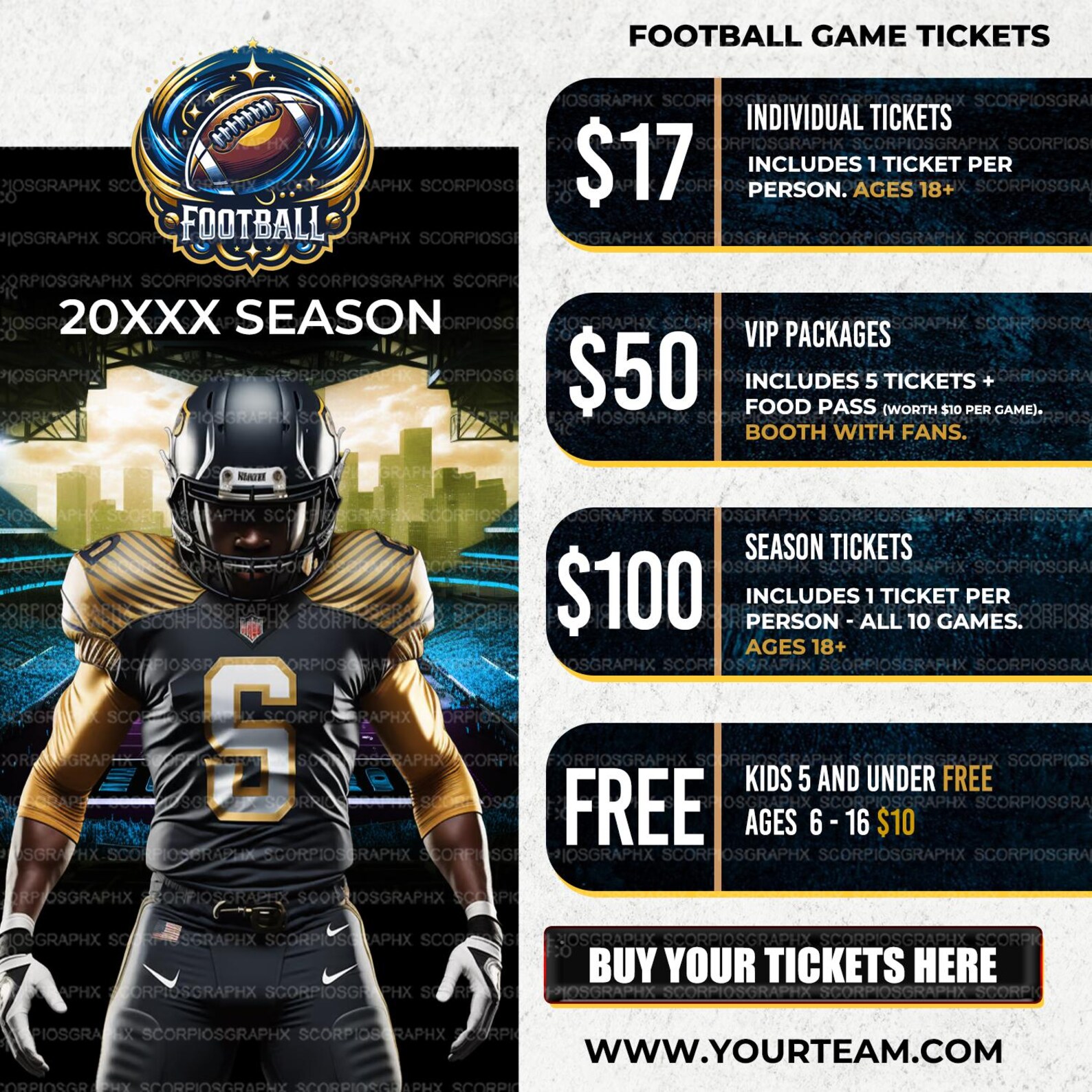 Football Team Tickets Flyer, Pre-made Flyer Template, Sports Flyer ...