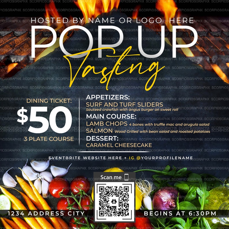 Popup Shop Flyer, Chef Pop Up, Food Tasting Flyer, Chef Menu Flyer ...
