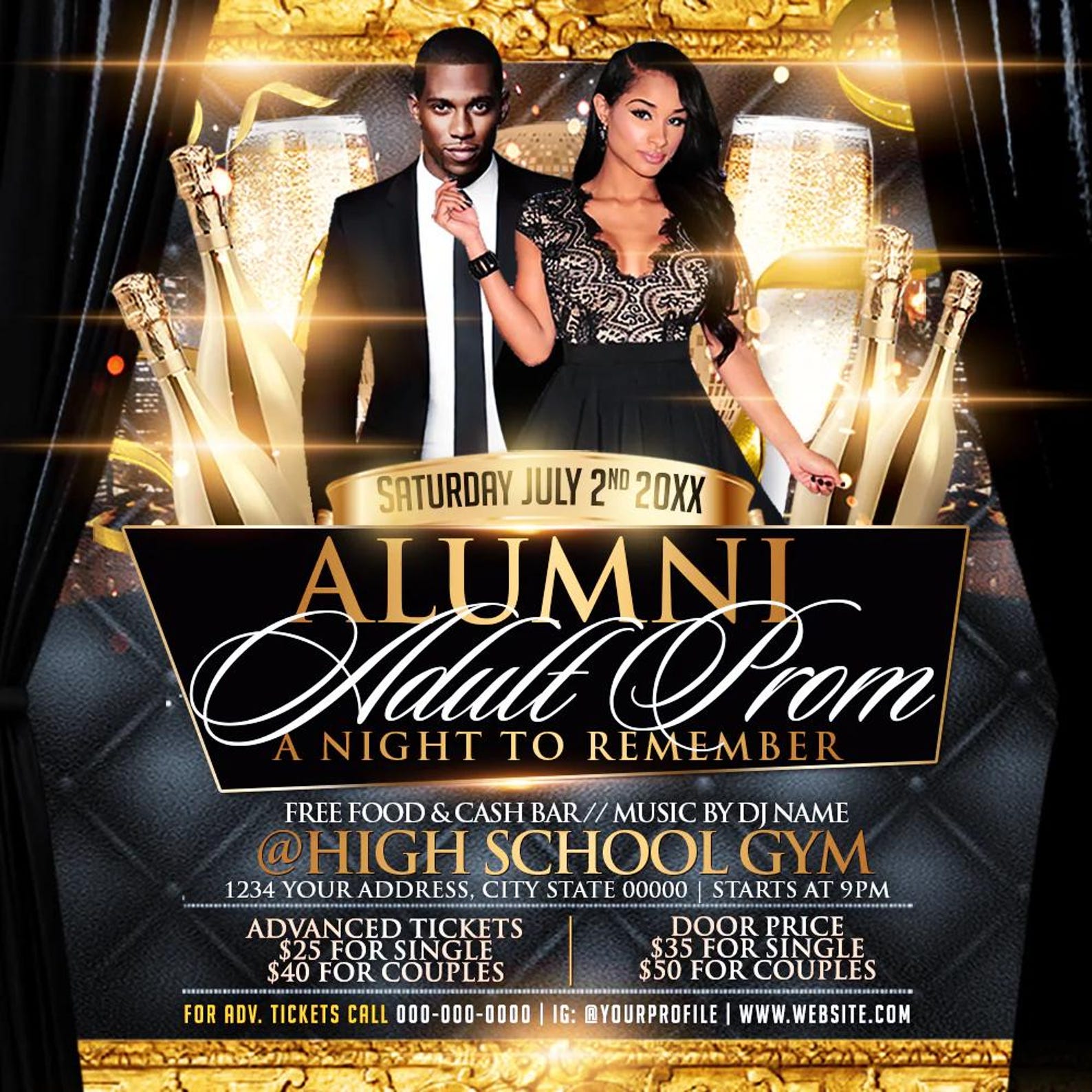 Adult Prom Flyer, Premade Flyer Template, Event Flyer, Prom Flyer ...