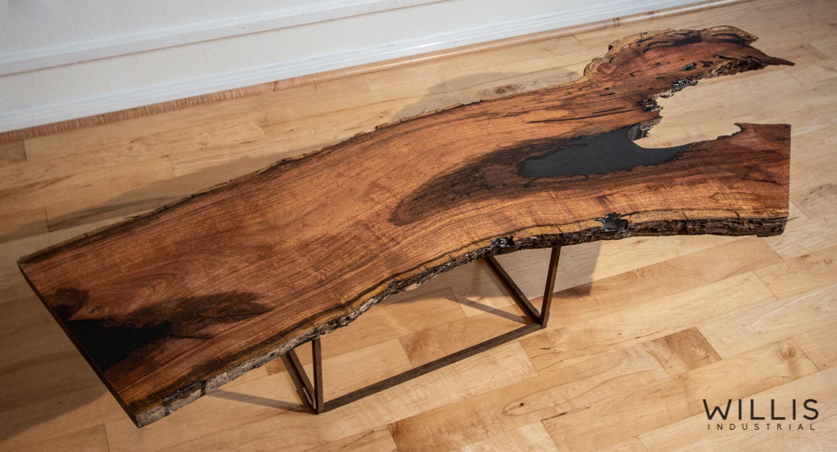 Mesquite Slab 'Y' Shape Coffee Table With Mars Black | Etsy