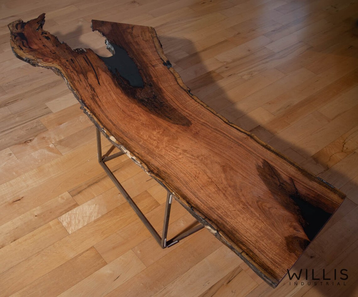 Mesquite Slab 'Y' Shape Coffee Table With Mars Black | Etsy