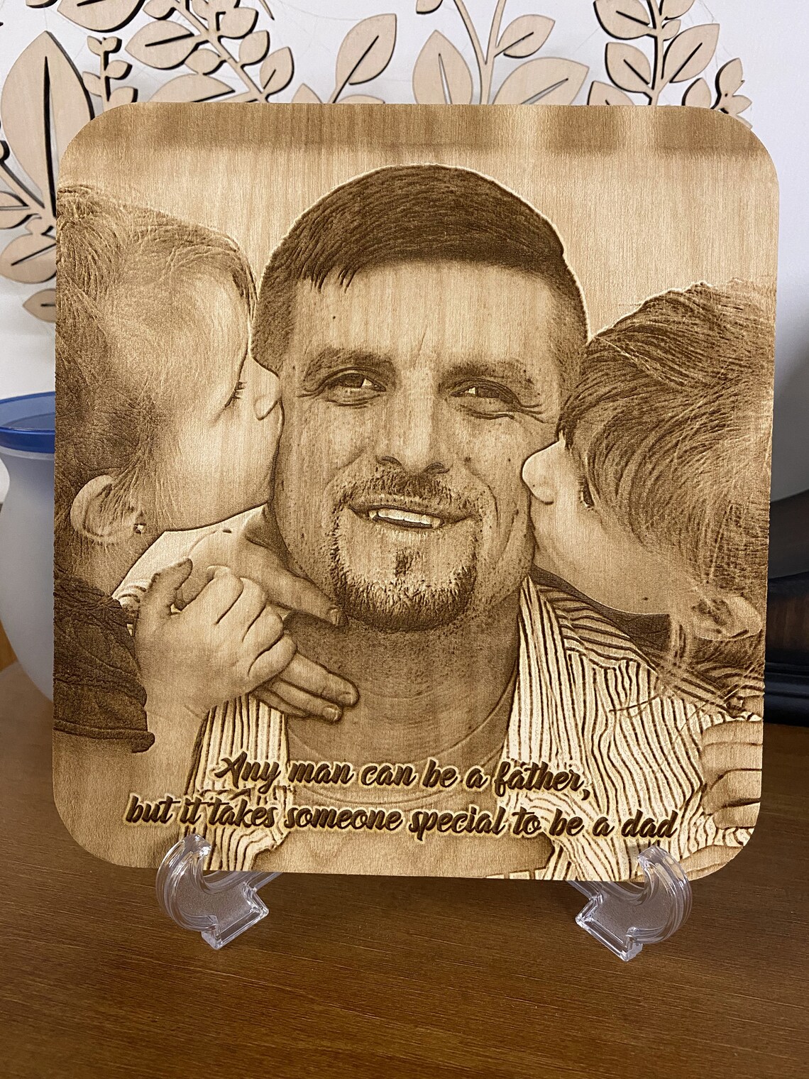 Father's Day Engraved Wood Photo Plaque Gift (your Photo) - Etsy
