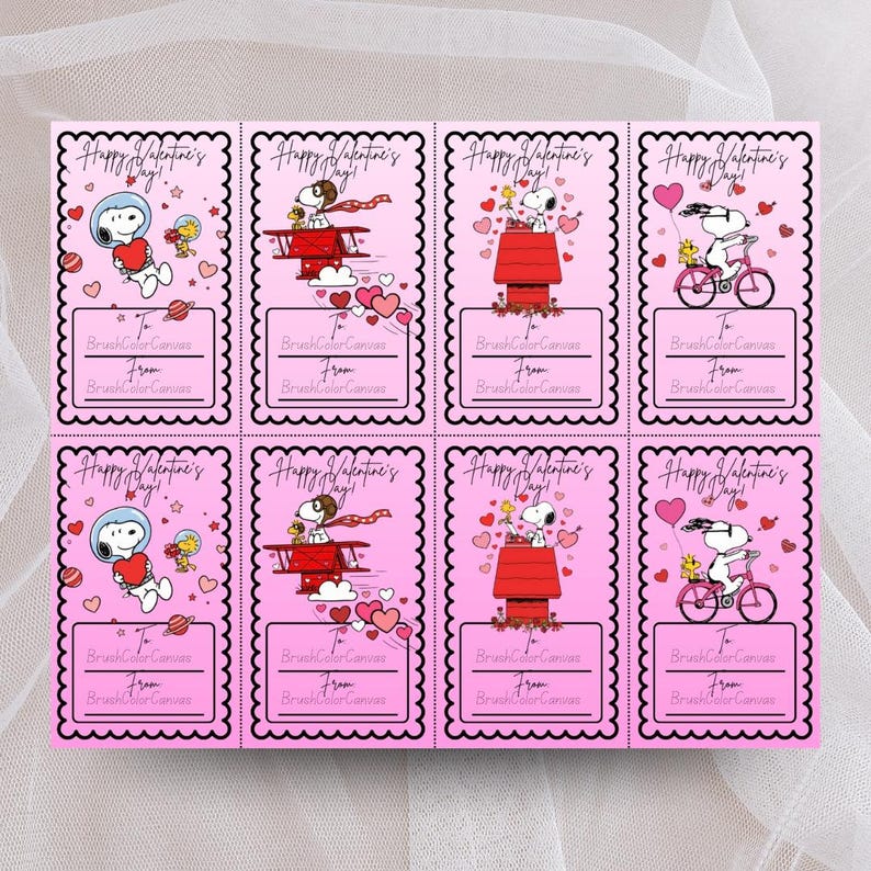 Snoopy Peanuts Printable Valentine’s Day Cards - Etsy