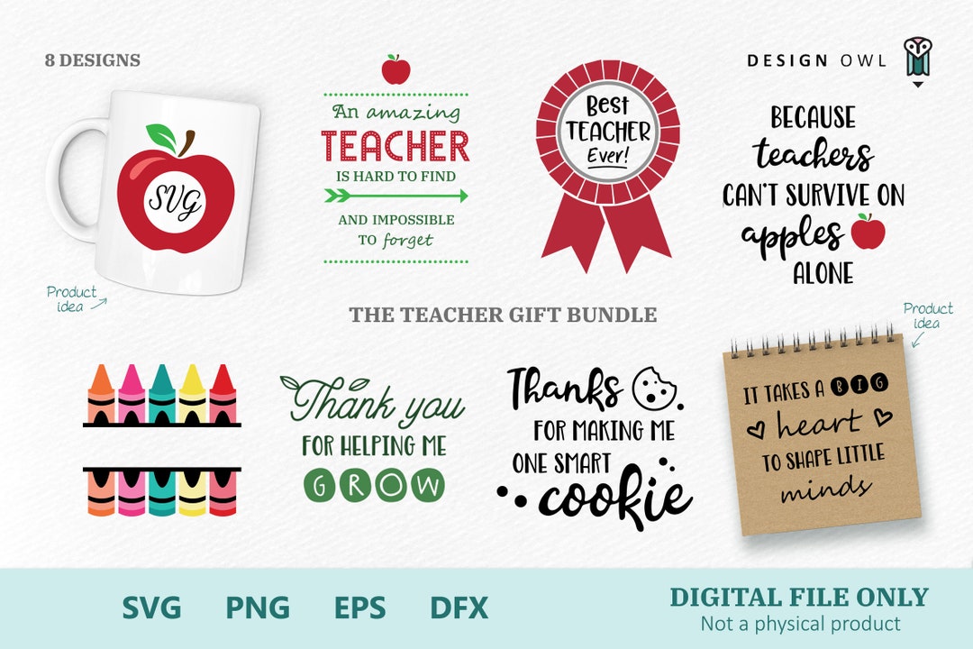Teacher Gift Bundle SVG Cut Files, Digital Download, Cricut Crafts ...