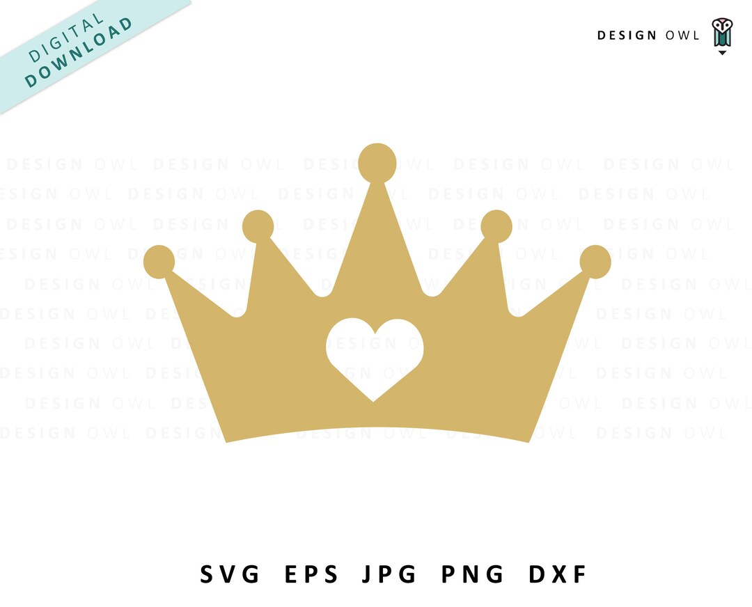 Crown SVG, Digital Download, Cut File for Cricut, Heart Crown Clipart ...