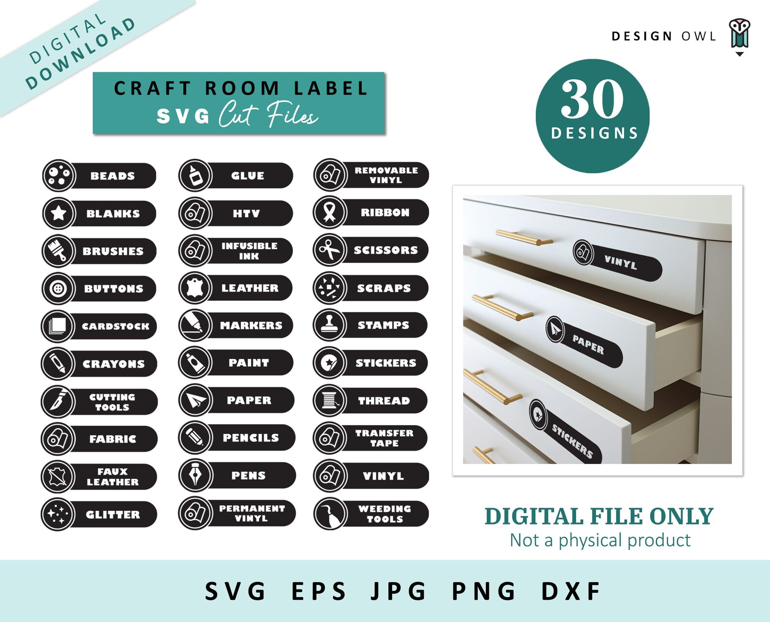 Craft Supply Labels SVG Files Instant Download Craft Room - Etsy UK