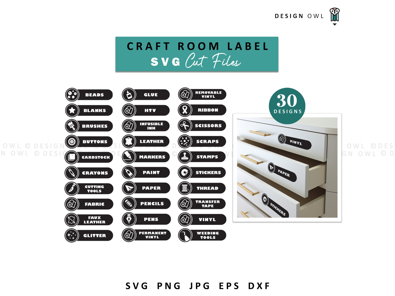 Craft Supply Labels - SVG Files, Instant Download, Craft Room ...