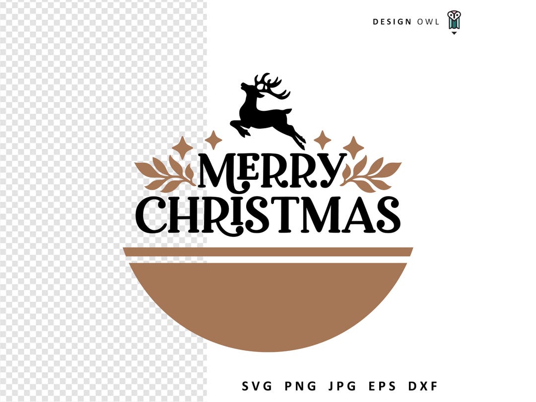Merry Christmas Reindeer SVG: Round Christmas Design (digital Download ...