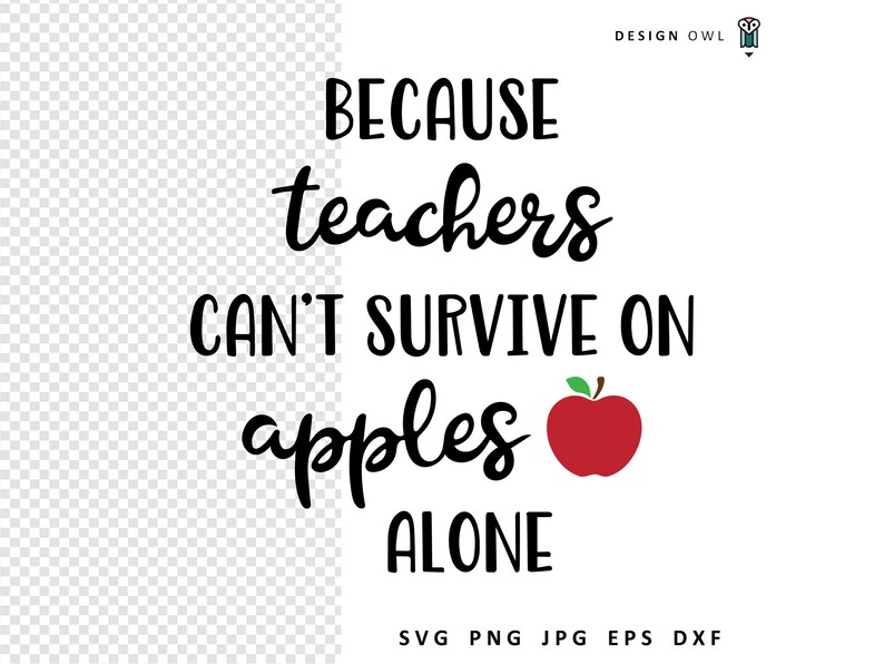 Because Teachers Can't Survive on Apples Alone - SVG Cut File, Digital ...