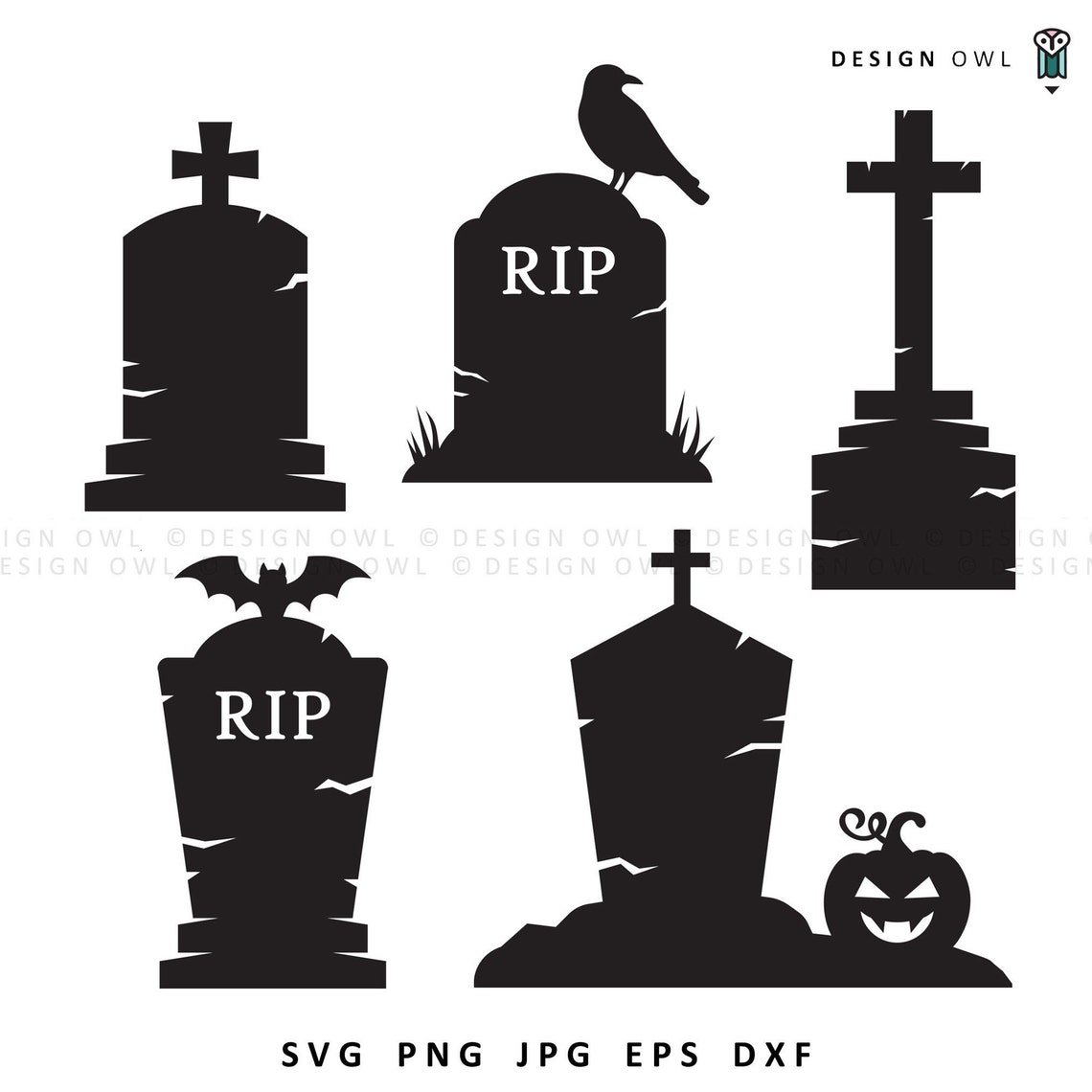 Tombstones SVG, Graveyard Clipart, Halloween Cut Files, Gravestone ...