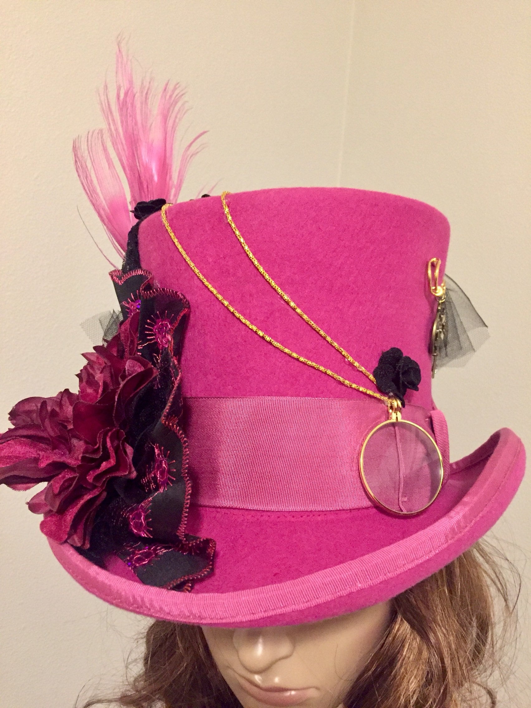 Pink Top Hat alice in Wonderland Size Small - Etsy