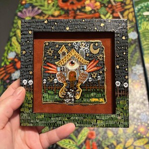 Cozy Dacha - Baba Yaga's Hut | Framed Miniature Folk Art Style Painting ...