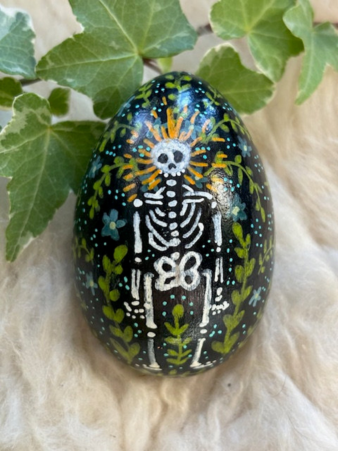 Skeleton With Vines Original Hand Painted Standing Wooden Witchy Ostara ...