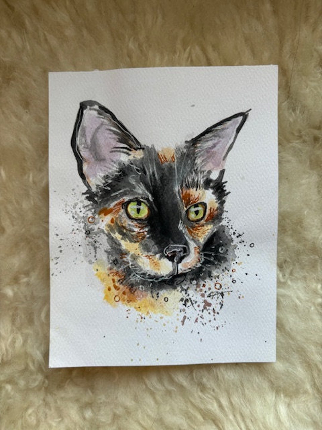 Tortoiseshell Cat Original Watercolor Illustration - Etsy