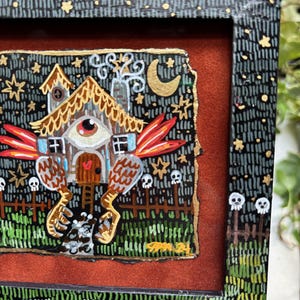 Cozy Dacha - Baba Yaga's Hut | Framed Miniature Folk Art Style Painting ...