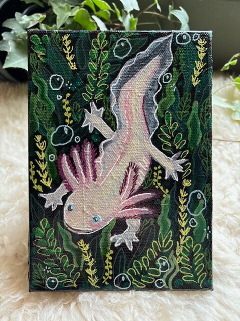 Axolotl Original Acrylic Painting on Canvas - Etsy