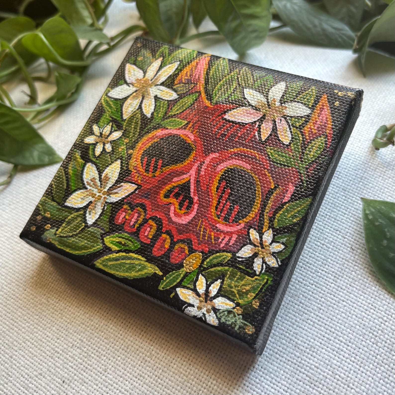 Imp Skull | Original Miniature Painting on Canvas - Etsy