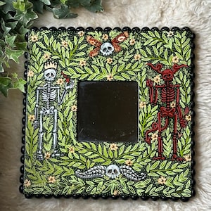 Verdant Skeletons | Hand Painted Folk Art Mirror - Etsy