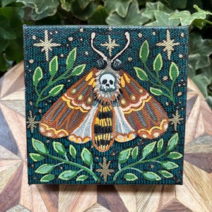 Little Goth Moth | Original Miniature Painting on Canvas - Etsy