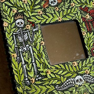 Verdant Skeletons | Hand Painted Folk Art Mirror - Etsy