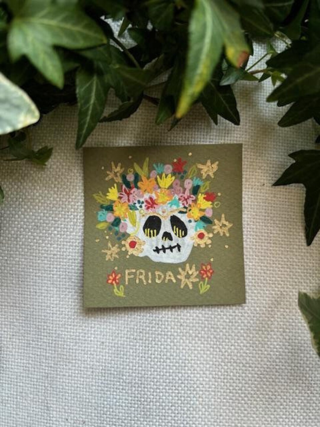 Frida Kahlo Skeleton Portrait Original Miniature Acrylic Painting - Etsy