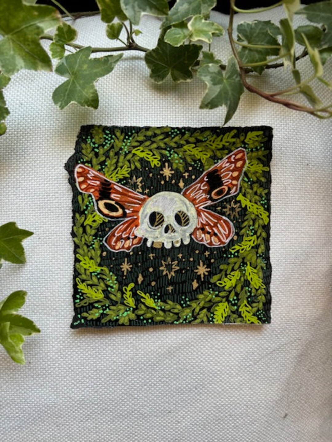 Skullfly Winged Skull Original Miniature Acrylic Painting on Cardstock - Etsy