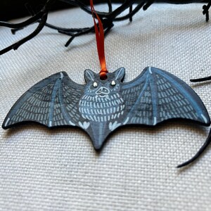 Blue Bat With Rhinestone Eyes Handpainted Wooden Folk Art Ornament - Etsy