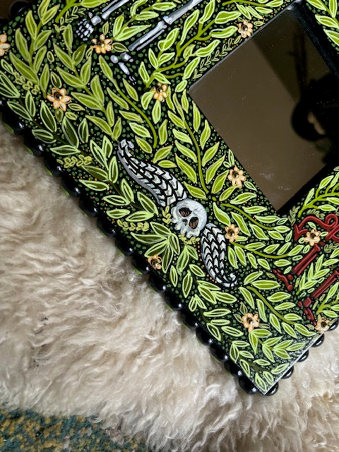 Verdant Skeletons | Hand Painted Folk Art Mirror - Etsy