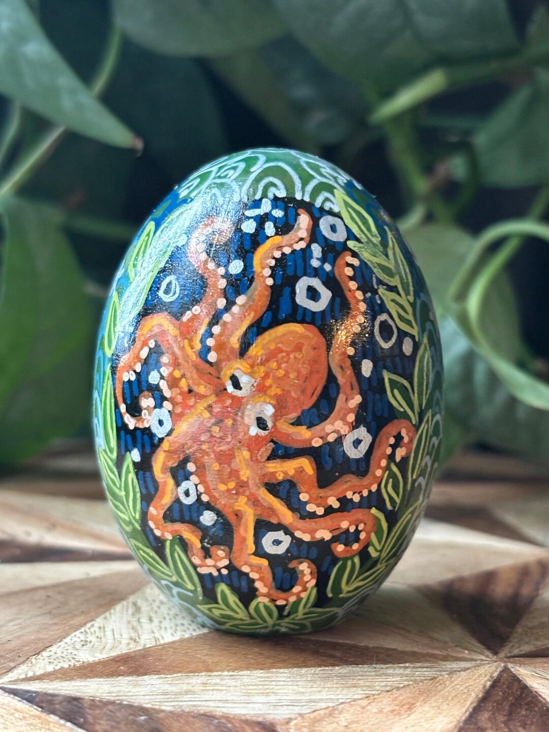 Octopus Hand-painted Standing Folk Art Egg - Etsy
