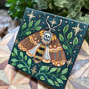 Little Goth Moth | Original Miniature Painting on Canvas - Etsy