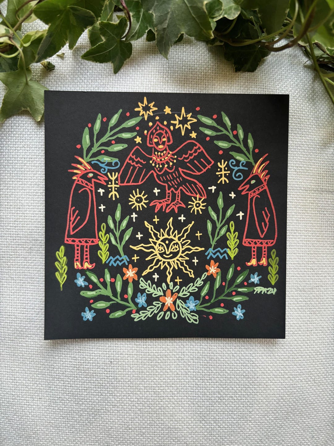 Slavic Pagan Symbolic Wreath | Original Gouache Illustration - Etsy