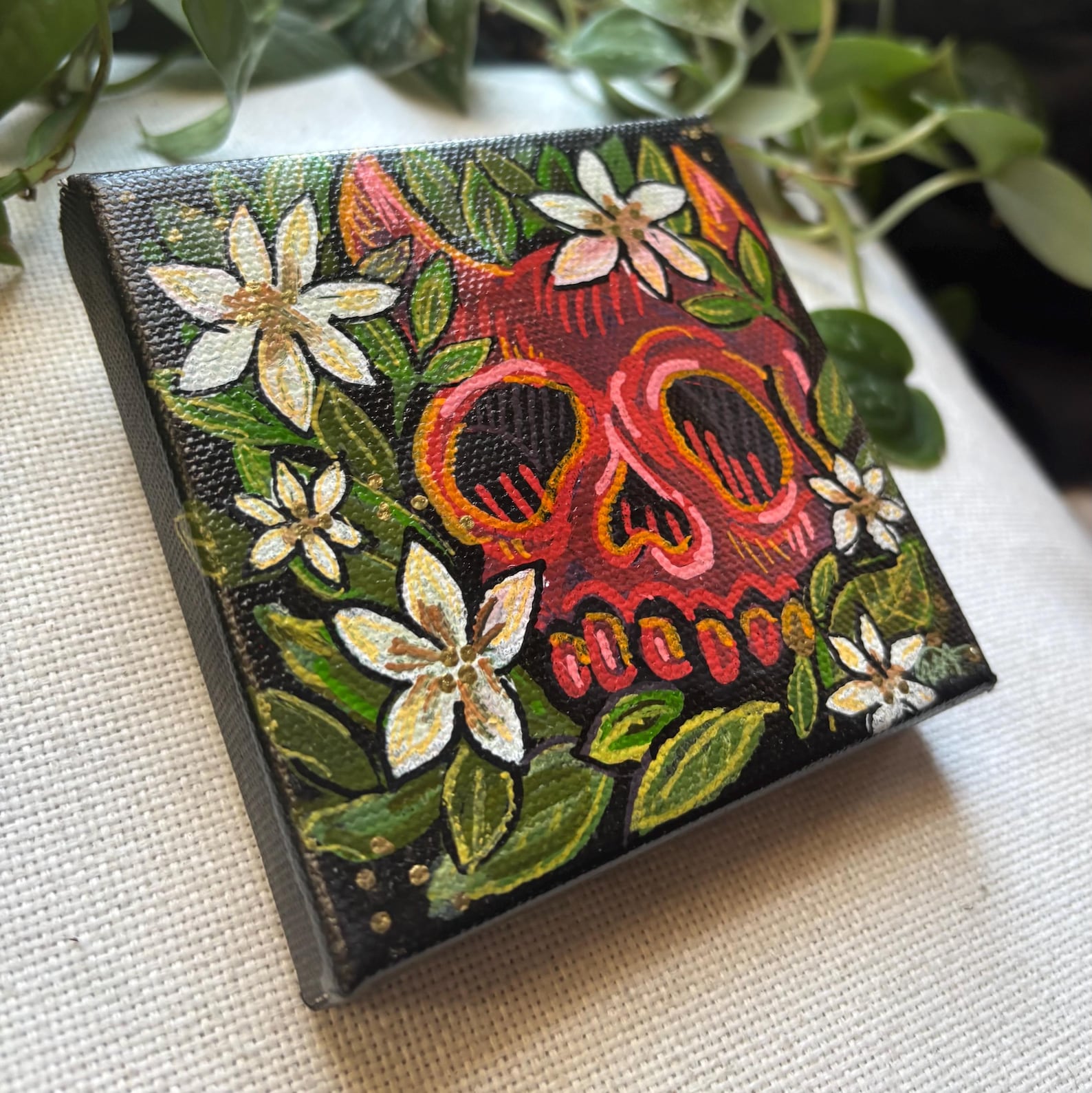 Imp Skull | Original Miniature Painting on Canvas - Etsy