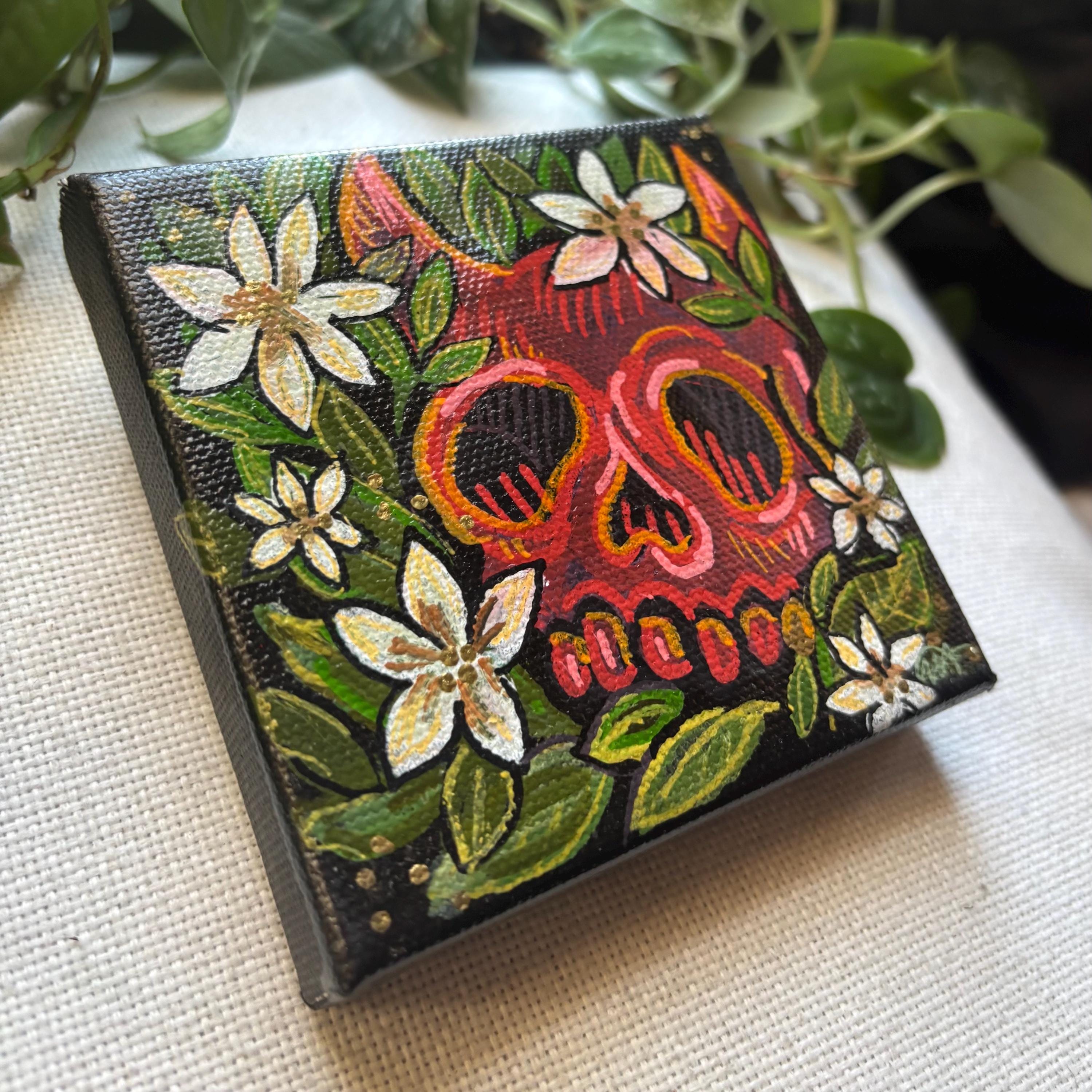 Imp Skull | Original Miniature Painting on Canvas - Etsy