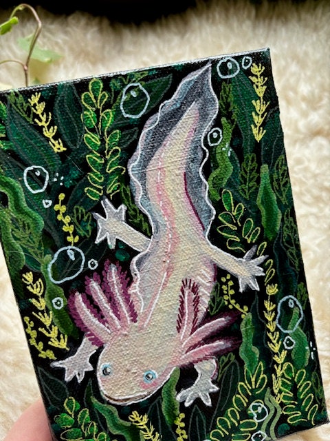 Axolotl Original Acrylic Painting on Canvas - Etsy