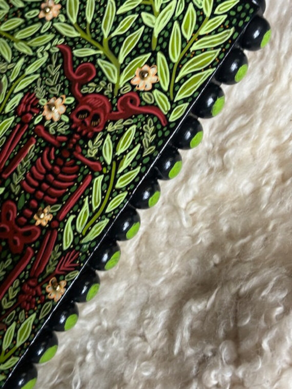 Verdant Skeletons | Hand Painted Folk Art Mirror - Etsy