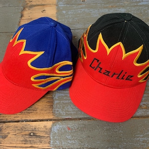Brushed Heavy Cotton With Flame Design - Add Name - Custom Cap - Custom ...