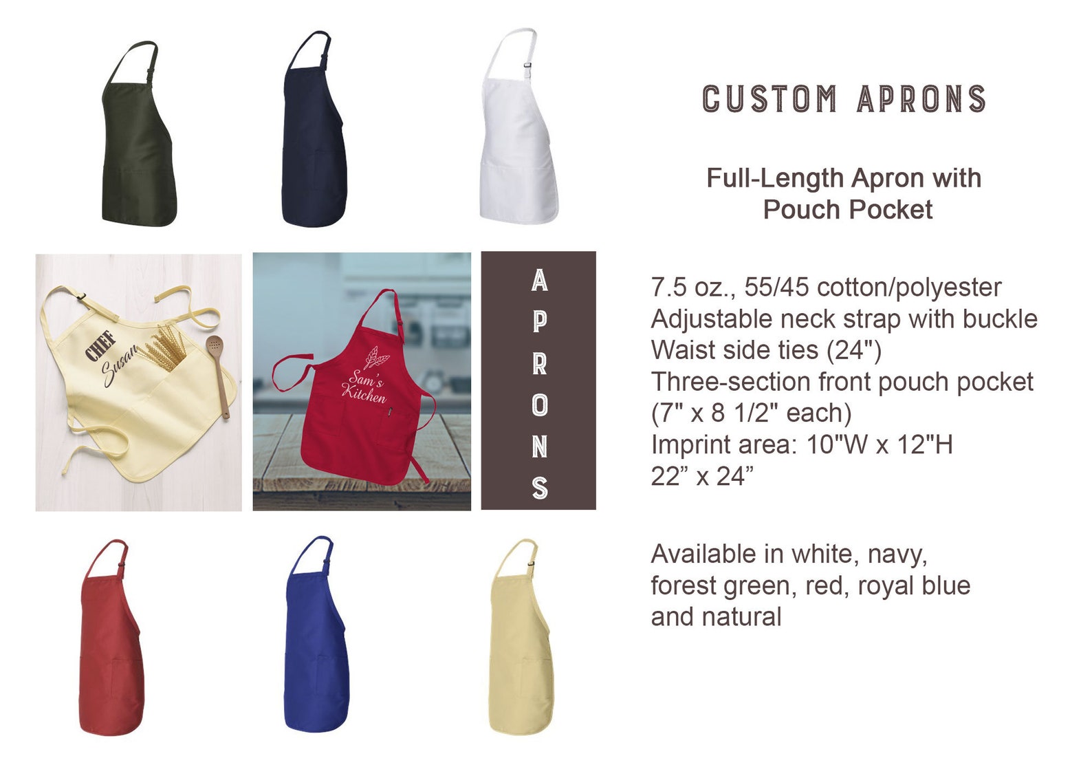 Custom Aprons Full Length With Pockets Logo Apron - Etsy Canada
