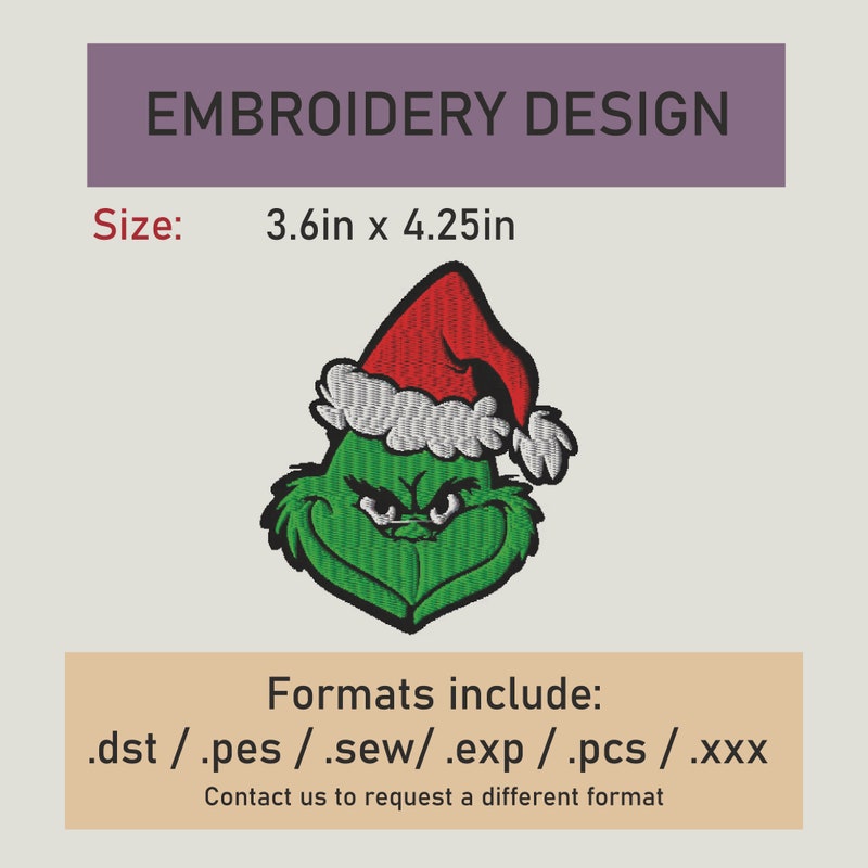 Grinch Embroidery Design - Etsy