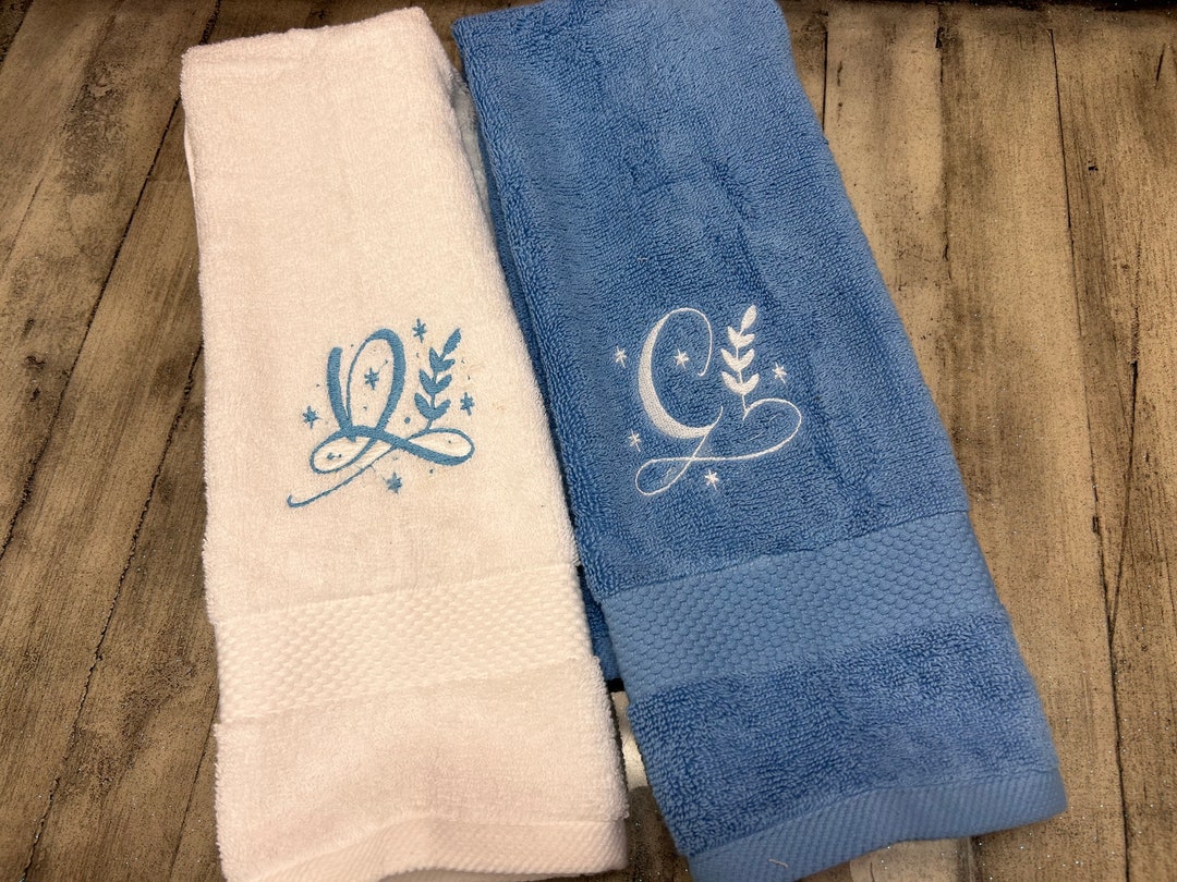 Embroidered Monogram Hand Towels - Initials Hand Towels - Etsy