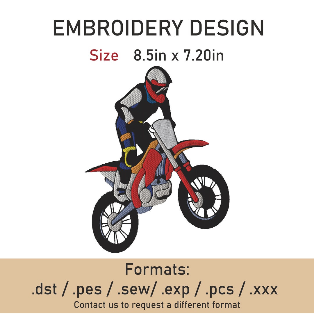 Motocross Embroidery Design. Machine Embroidery Design. Bikepattern ...