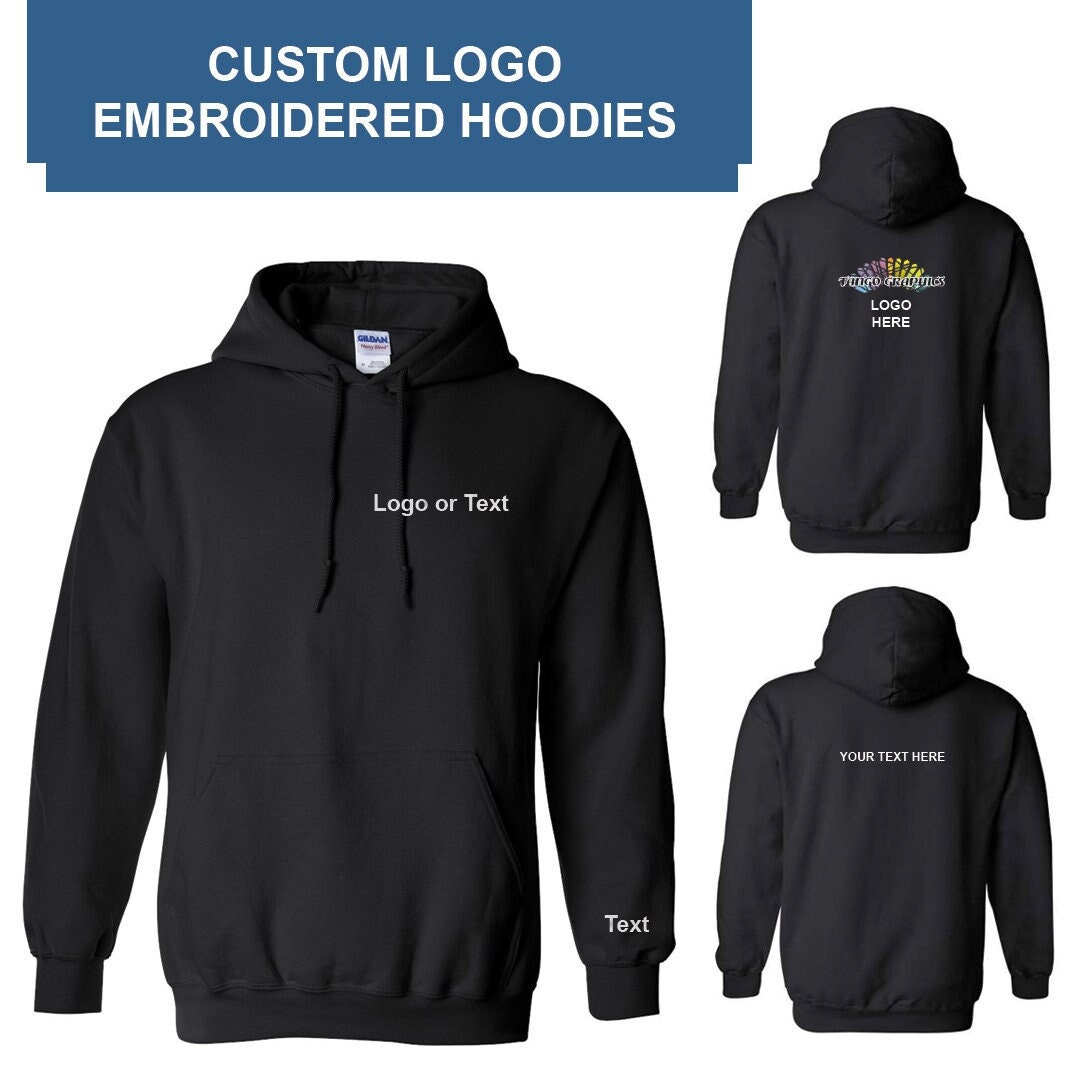 Custom Logo Hoodie Personalized Hoodie Logo or Text Custom Embroidered ...