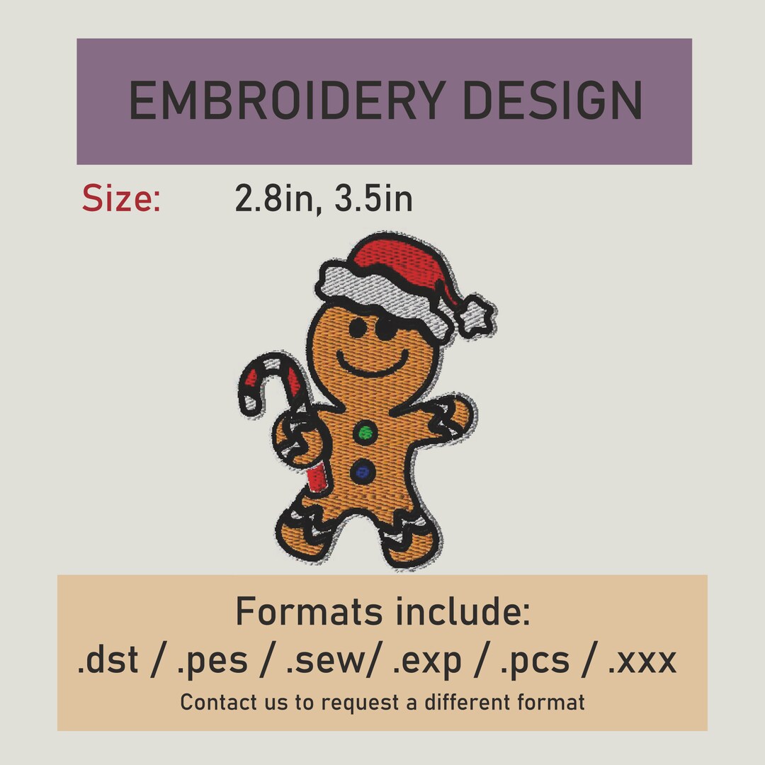 Gingerbread Man Embroidery Design: Christmas Pattern (instant Download ...