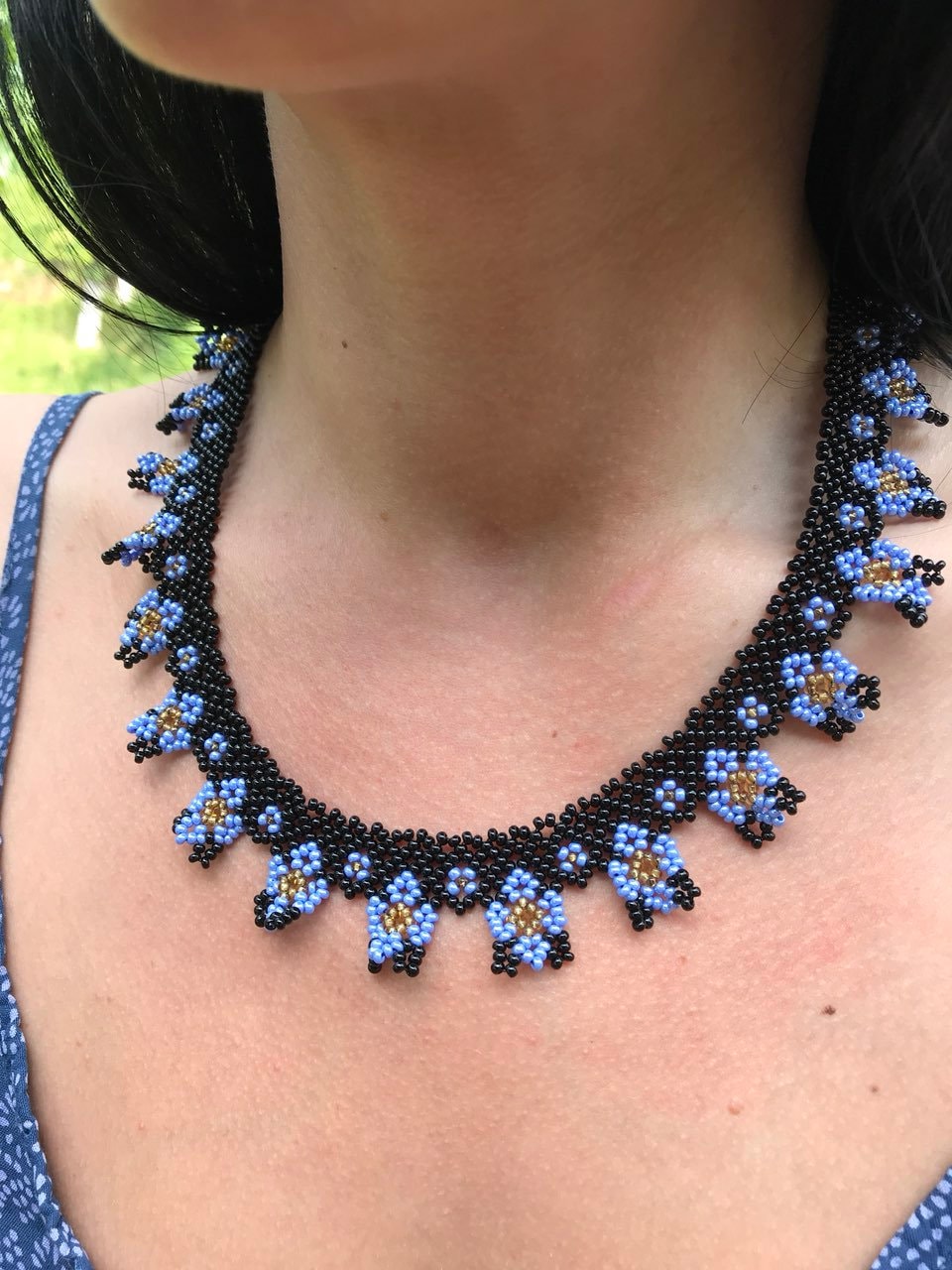 Boho Blue Necklace,christmas Gift for Mother.boho Jewelry/beaded ...