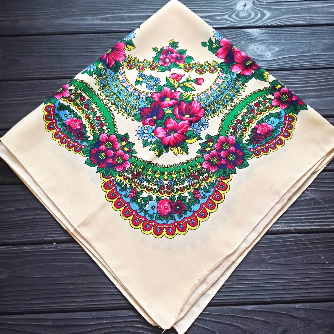 Ukrainian Babushka Scarf, Hustka Head Scarf ,floral Scarves, Ukrainian ...