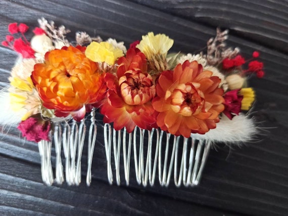 Dried Flowers Combbridal Hair Comb Bride Floral Combfloral - Etsy