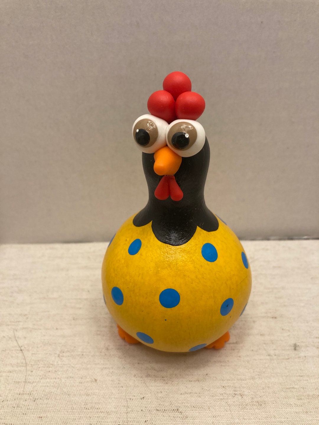 Cute Gourd Chicken Yellow, Blue Polka Dots / Organic / Eco-friendly - Etsy